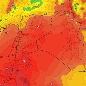 طقس العرب الأردن ازدياد تأثر المملكة بكتلة هوائية افريقية دافئة