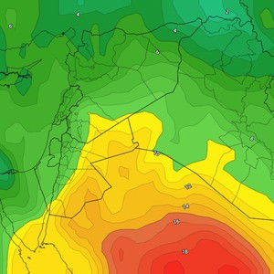 Jordan Air Currents With Temperatures Above Their Averages As Of