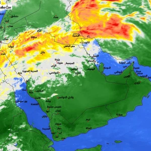 بالخارطة التوضيحية منخفض جوي مترافق مع الامطار يقترب من المملكة طقس