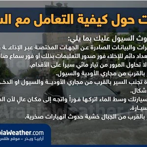 هام بالشكل التوضيحي شاهد أهم الإرشادات حول كيفية التعامل مع السيول
