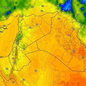 الأردن كتلة هوائية ذات درجات حرارة أقل من المعدلات وخريفية الطابع