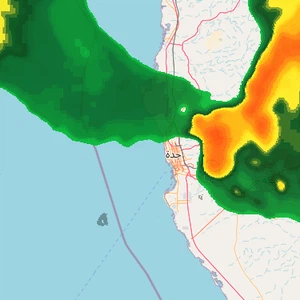 جدة 855 صباحاً سحب رعدية ممطرة حول مدينة جدة ولا تأثيرات مباشرة