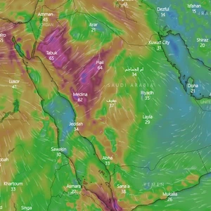 السعودية المناطق المشمولة بفرص الغبار والأتربة المثارة ليوم الخميس