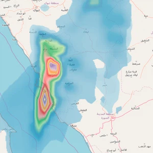 منطقة تبوك حالة قوية من عدم الإستقرار الجوي تبدأ بالتأثير ليلة