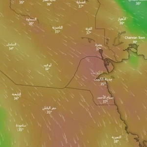 Kuwait Dusty Weather And Low Temperatures In Most Areas Of The