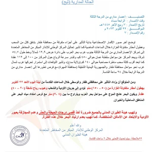 عاجل قد يتطور إلى الدرجة الرابعة الأرصاد العمانية تصدر التحذير رقم