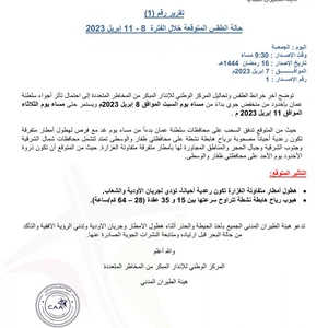 الأرصاد العُمانية تُصدر تقرير 1 عن الحالة الجوية المُتوقعة خلال